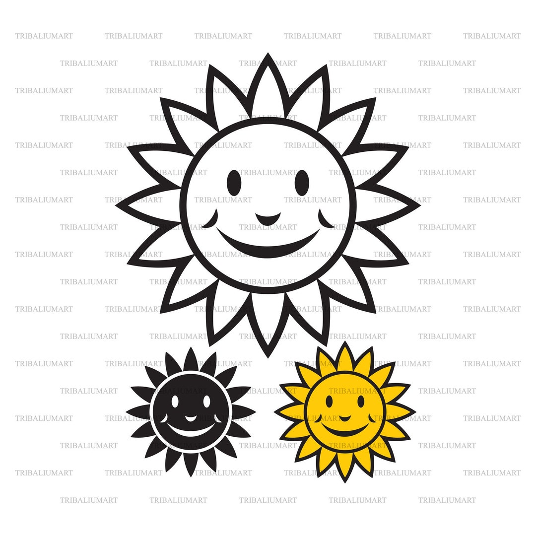 Smiling or Happy Sun Face (smile). Cut Files for Cricut. Clip Art ...