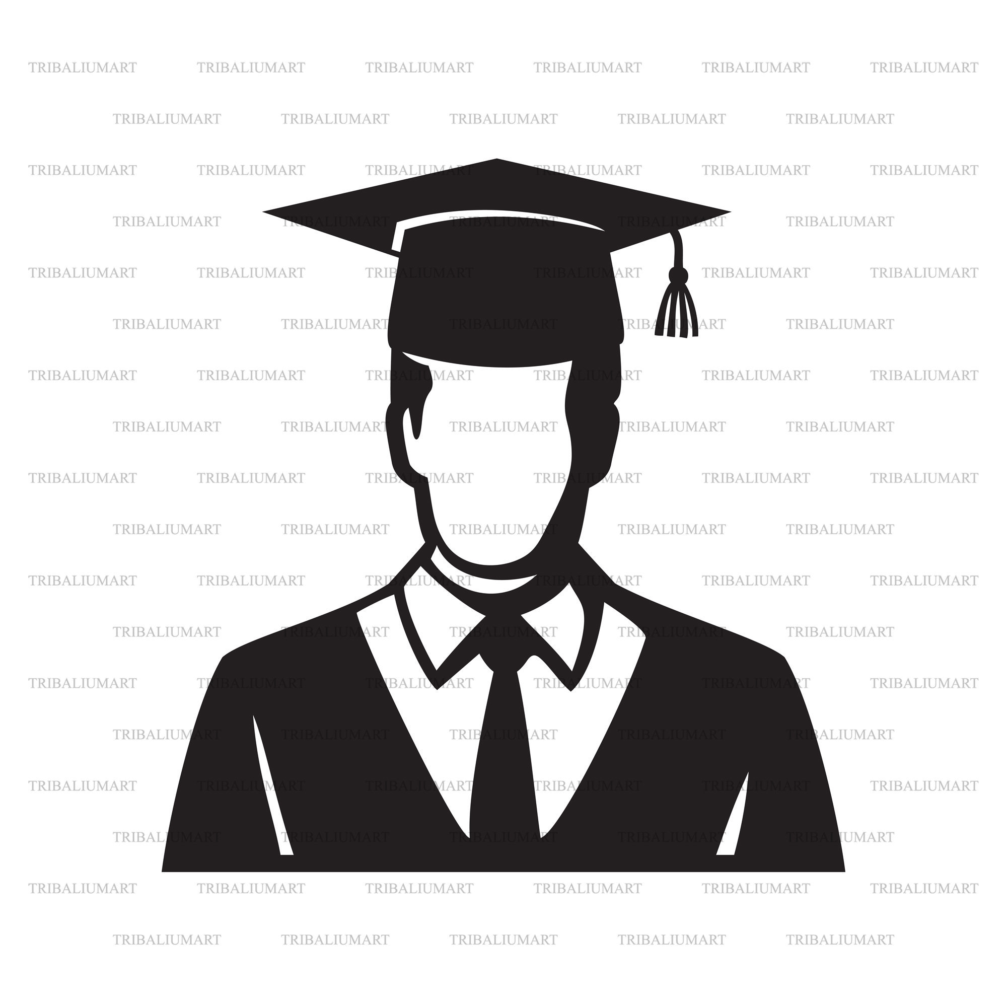 Graduated Man (student With Mortar Board Hat). Cut Files for Cricut ...