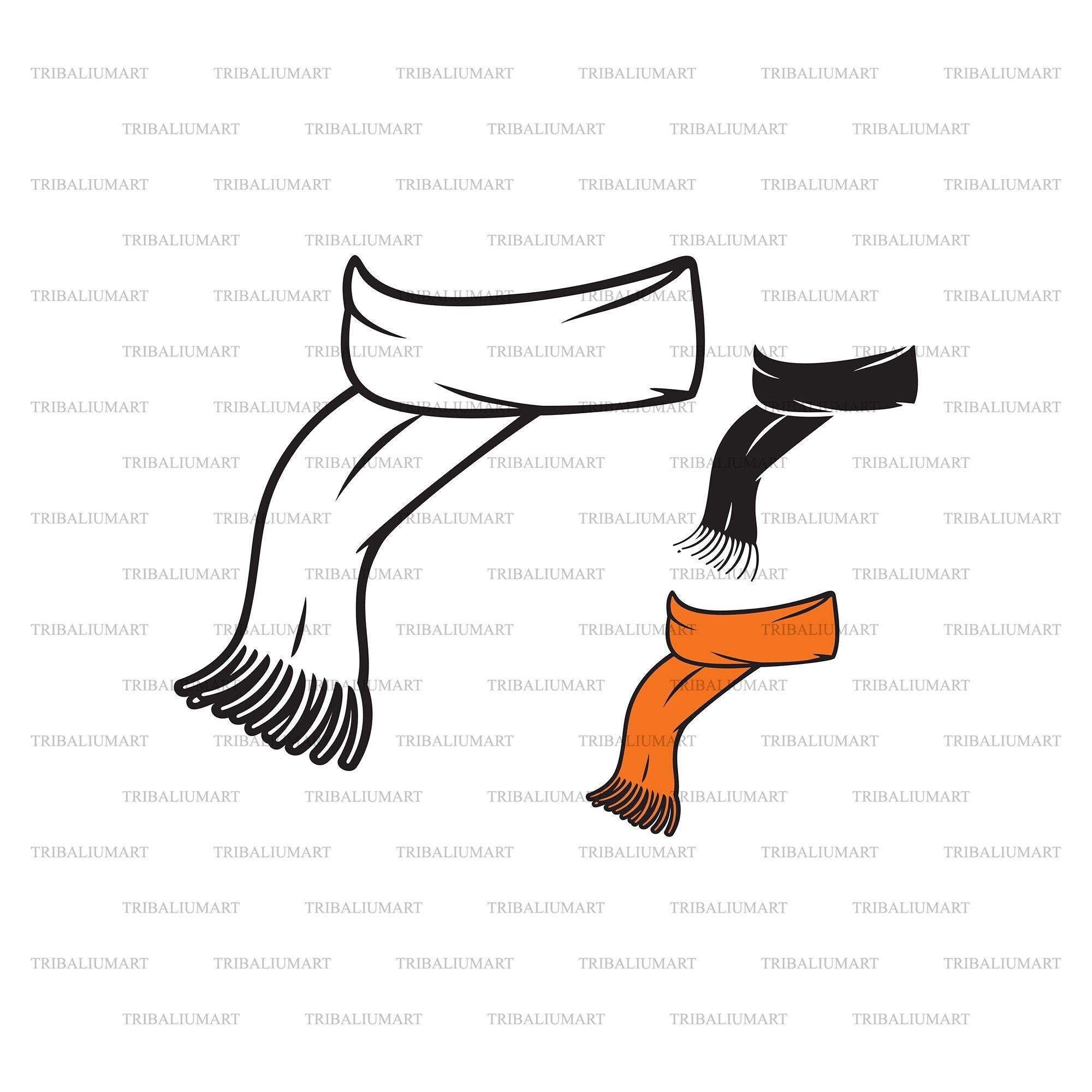 Knitted Scarf. Cut Files for Cricut. Clip Art Silhouettes | Etsy