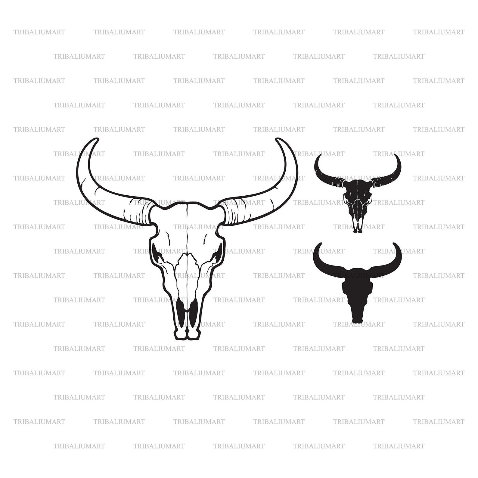 Bull or Cow Skull. Cut Files for Cricut. Clip Art Silhouette | Etsy