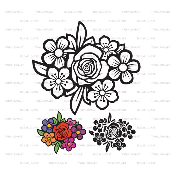 Bouquet of Flowers floral Design. Cut Files for Cricut. Clip - Etsy