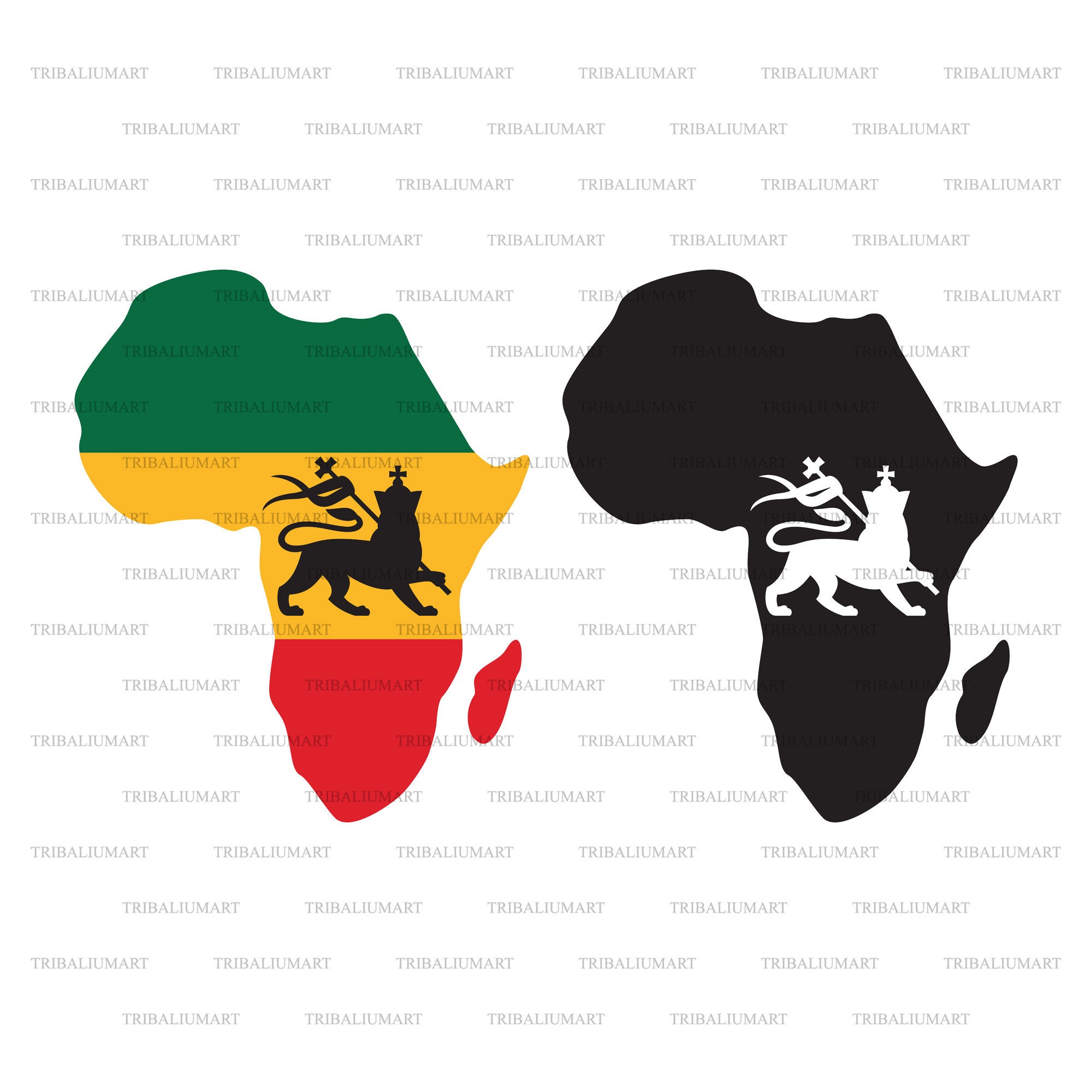 Map of Africa and the Lion of Judah rastafarian Flag Design | Etsy