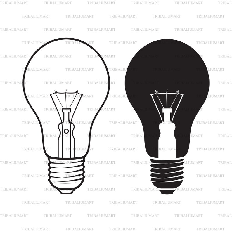 Classic Light Bulb. Cut Files for Cricut. Clip Art Silhouettes eps, Svg ...