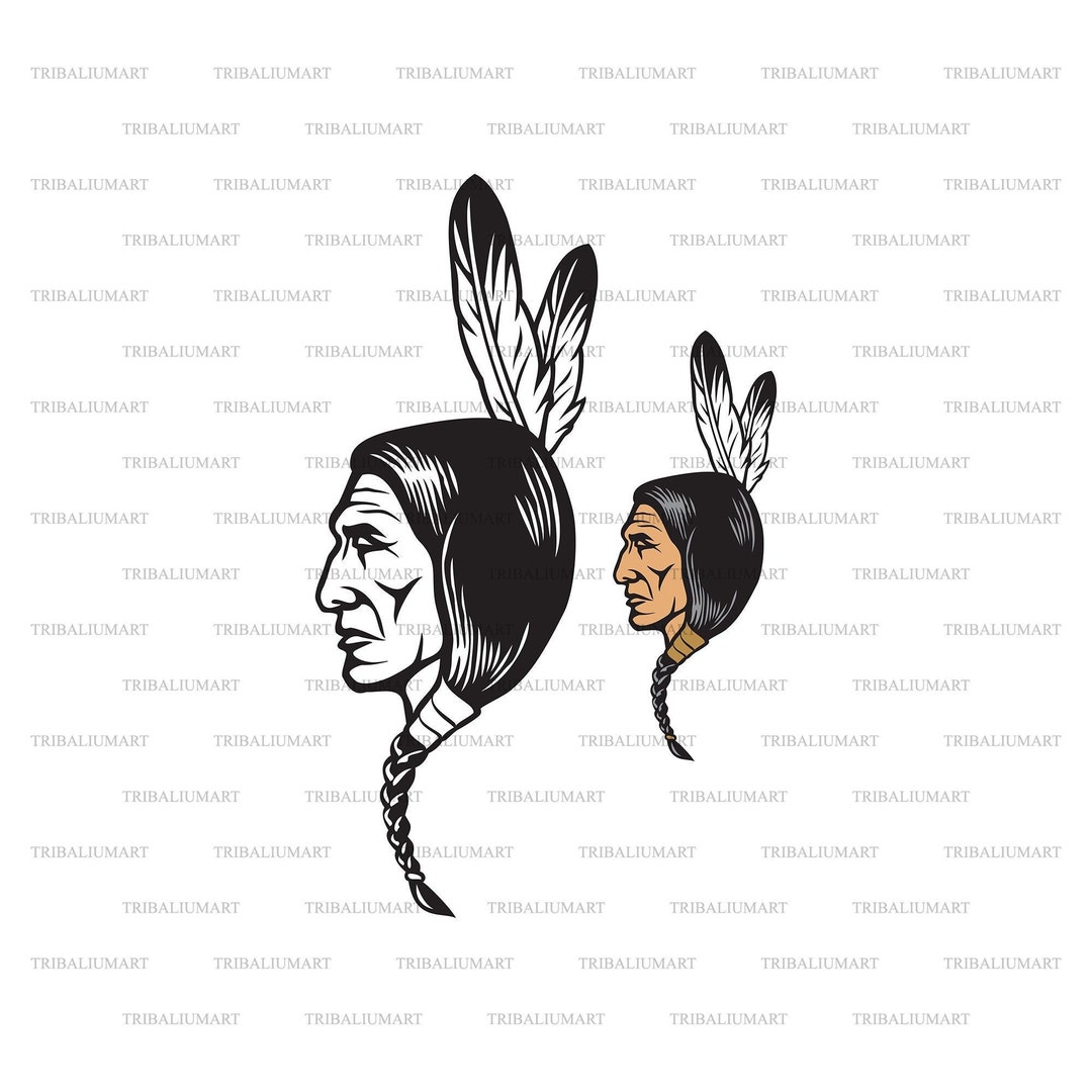 Indian Chief Face. Cut Files for Cricut. Clip Art Silhouette (eps, Svg ...