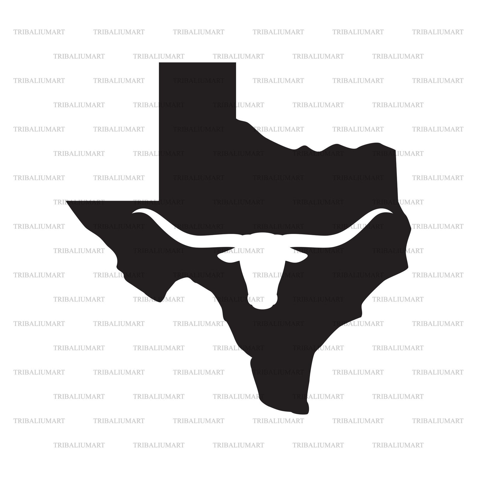 Texas Map and Longhorn Head (bull or Cow Icon). Texas - the Lone Star ...