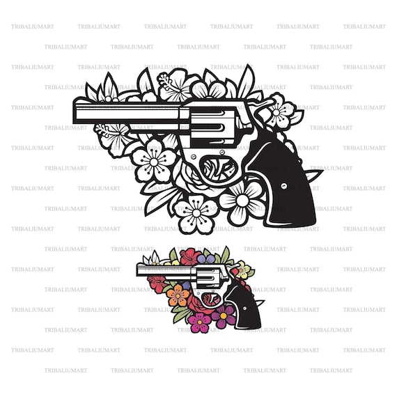 Gun Shooting Flowers Art