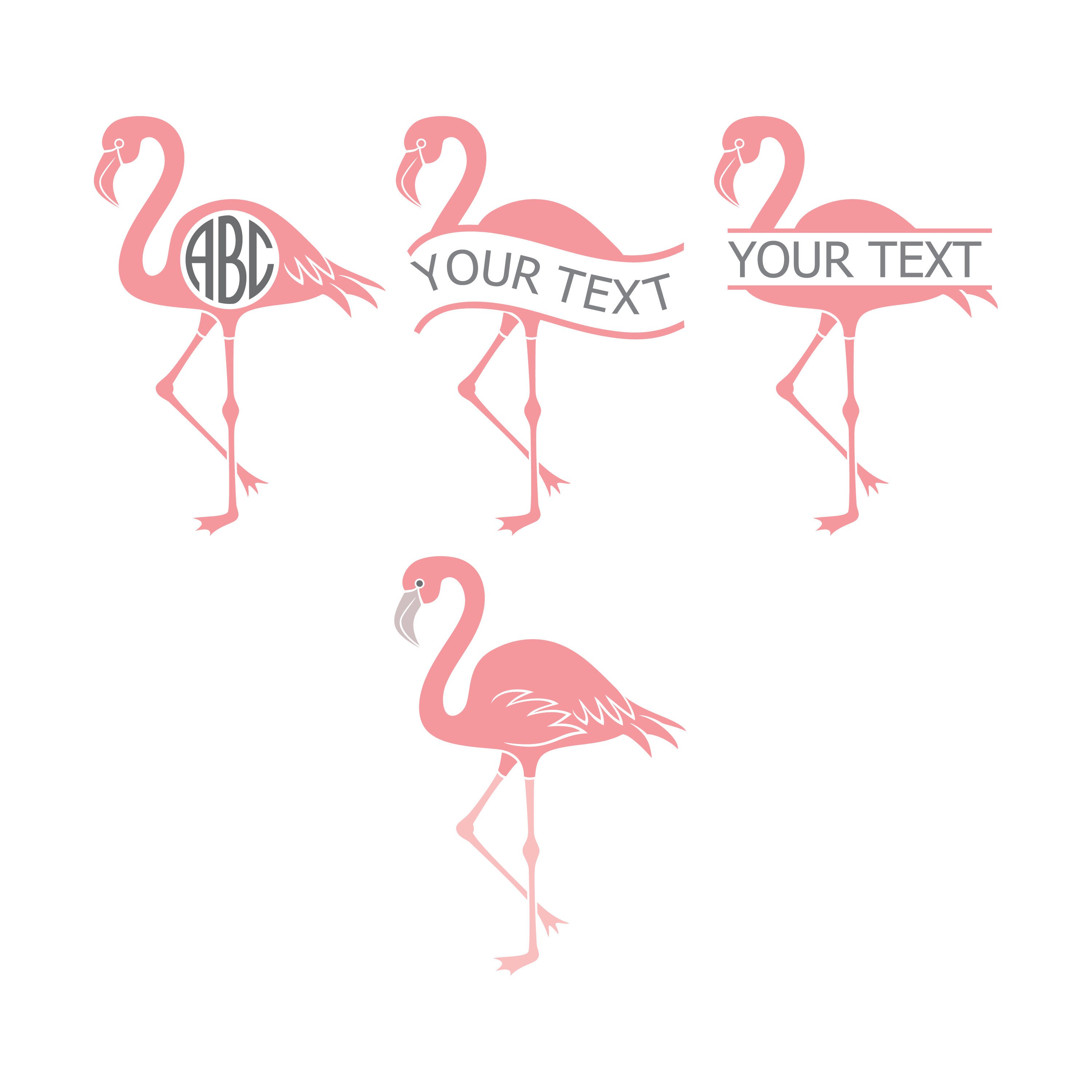 Flamingo bird monogram design. Cut files for Cricut Clip Art | Etsy