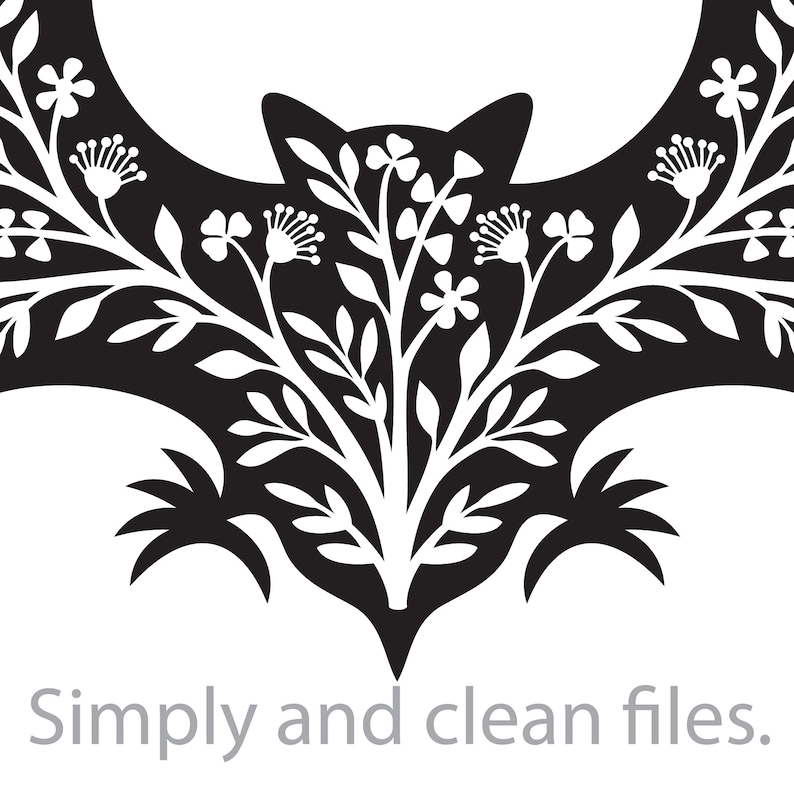 Floral Bat. Cut Files for Cricut. Clip Art Silhouette eps - Etsy