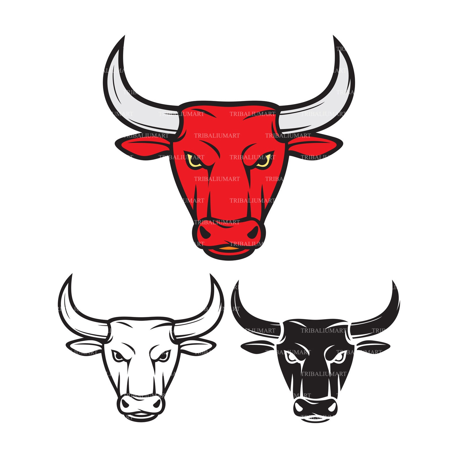 Red Bull Head. Cut Files for Cricut. Clip Art Silhouettes (eps, Svg ...