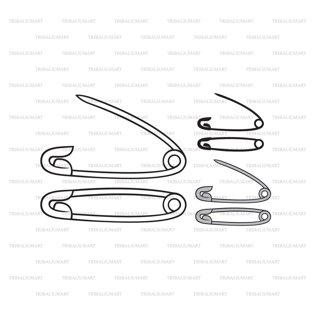 Open and Closed Safety Pin. Cut Files for Cricut, Clip Art Silhouettes ...