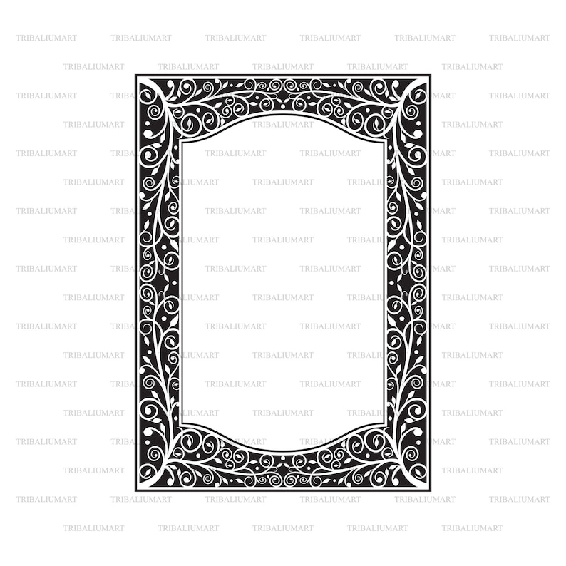 Floral border frame. Cut files for Cricut. Clip Art silhouette | Etsy