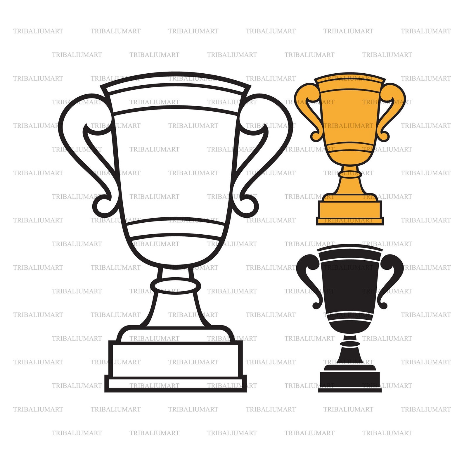 Trophy Cup. Cut Files for Cricut. Clip Art Silhouettes eps, Svg, Pdf ...