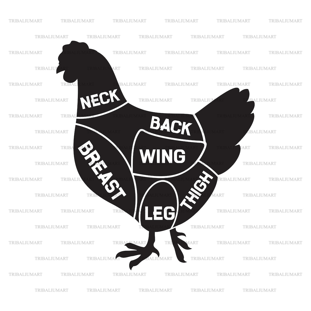 Chicken Meat Cuts Diagram (butcher Chart). Cut Files for Cricut. Clip ...
