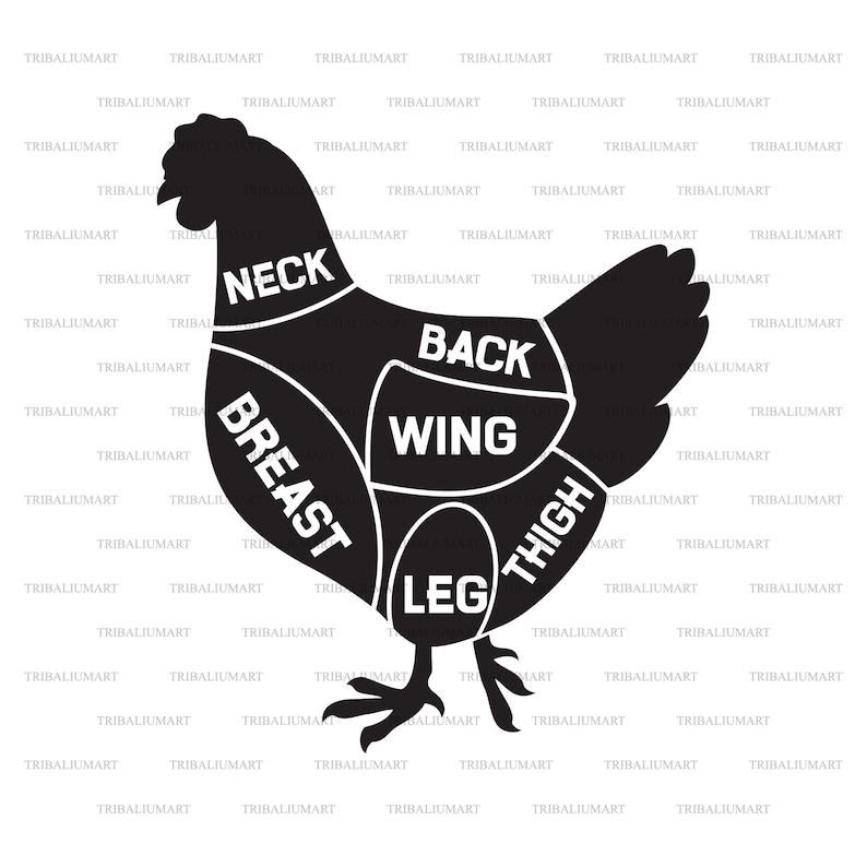 Chicken Meat Cuts Diagram (butcher Chart). Cut Files for Cricut. Clip ...