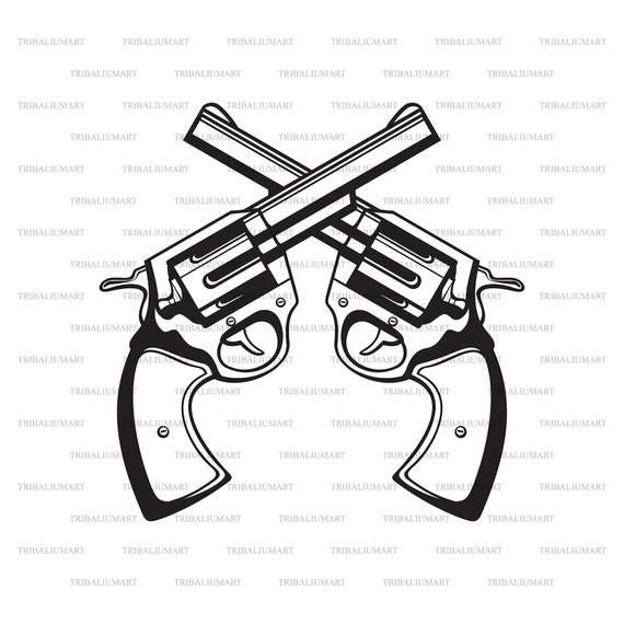 Crossed Handguns revolver Gun. Cut Files for Cricut. Clip - Etsy