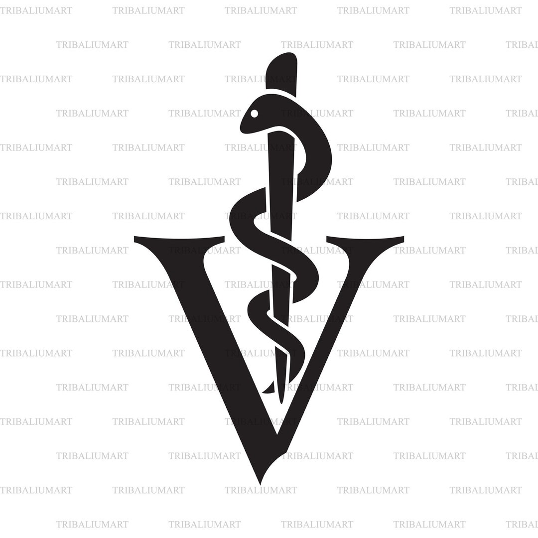 Veterinary Clinic Symbol - Caduceus Snake With Stick. Cut Files for ...