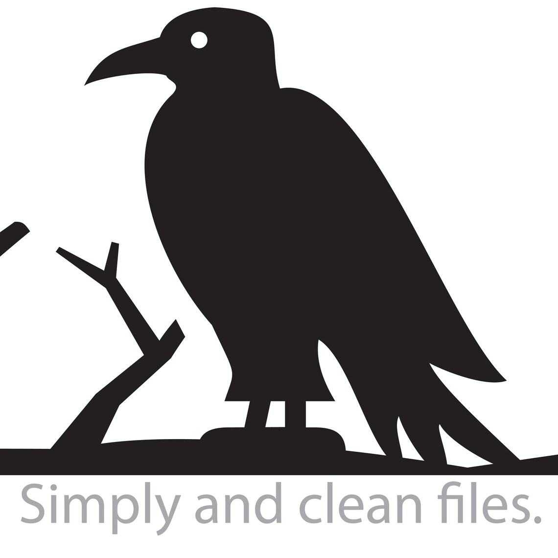 Raven Sitting on a Branch. Cut Files for Cricut. Clip Art Silhouettes ...