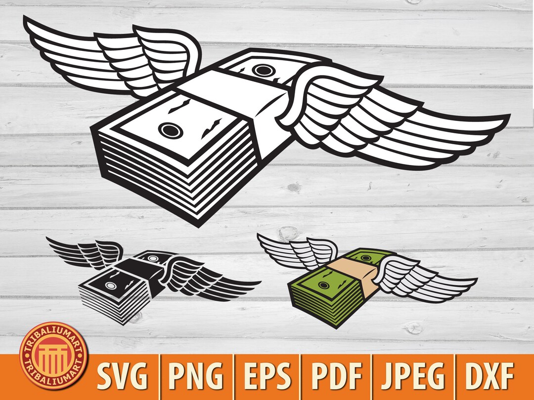 Money Banknote With Wings. Flying Money. Cut Files for Cricut. Clip Art ...