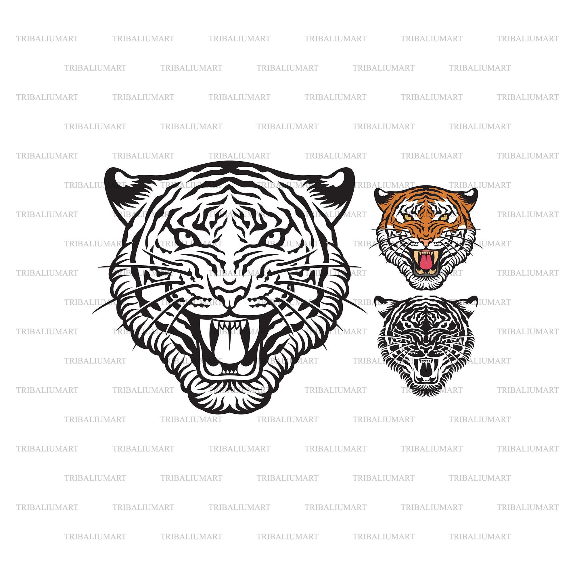 Tiger Face. Cut Files for Cricut. Clip Art Silhouette (eps, Svg, Pdf ...