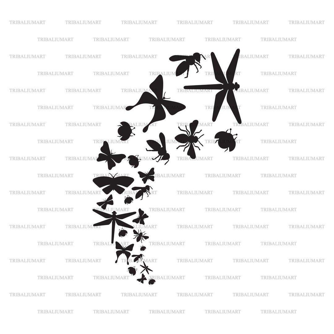 Flying Insects (dragonfly, Bee, Butterfly, Ladybug). Cut Files for ...