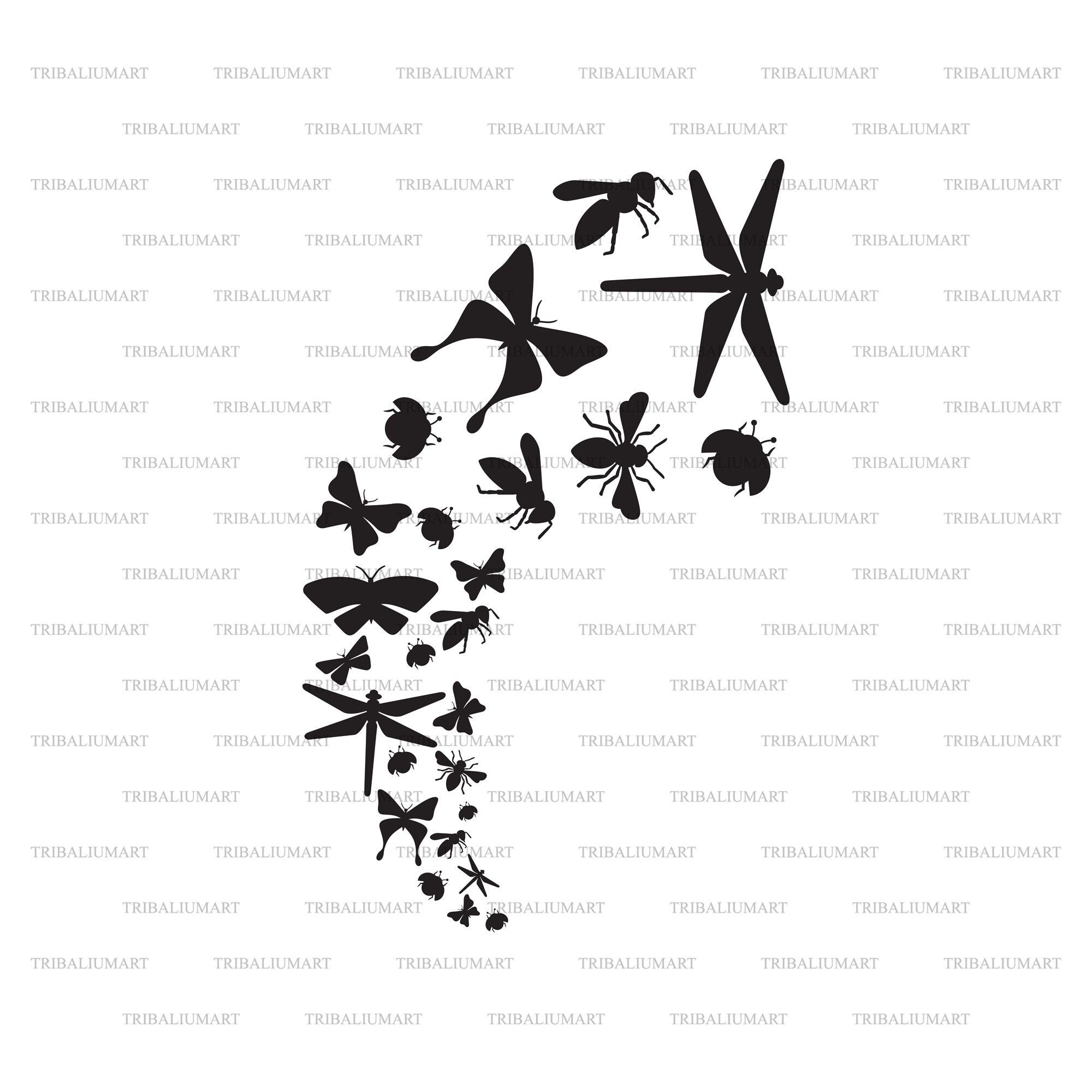 Flying Insects dragonfly bee butterfly ladybug. Cut files | Etsy