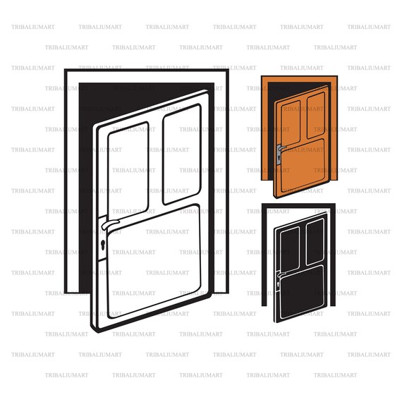 Opened Wooden Door. Cut Files for Cricut. Clip Art Silhouette | Etsy