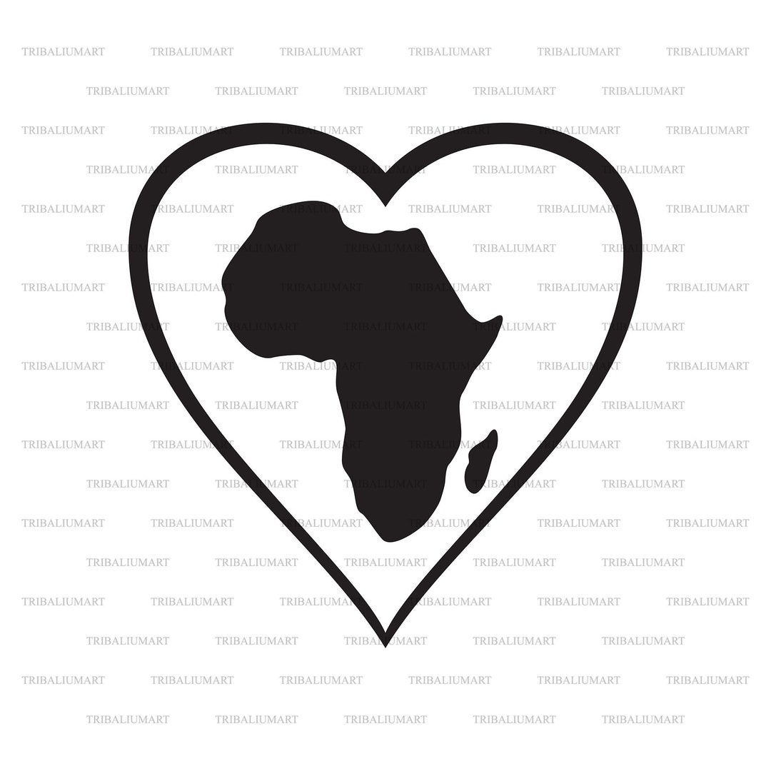 Africa Heart. Cut Files for Cricut. Clip Art (eps, Svg, Pdf, Png, Dxf ...