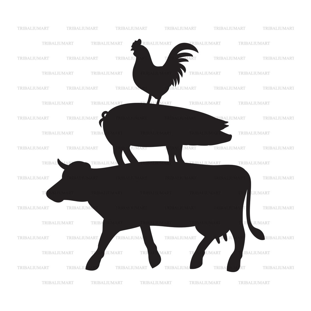 Farm Animals. Cut Files for Cricut. Clip Art Silhouettes (eps, Svg, Pdf ...