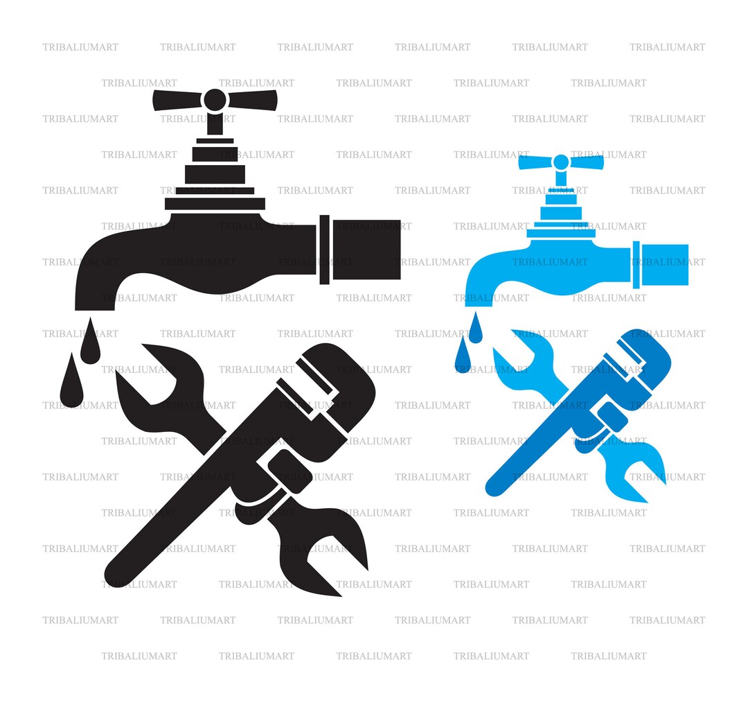 Water Tap Faucet and Wrench (plumbing Services Design). Cut Files for ...