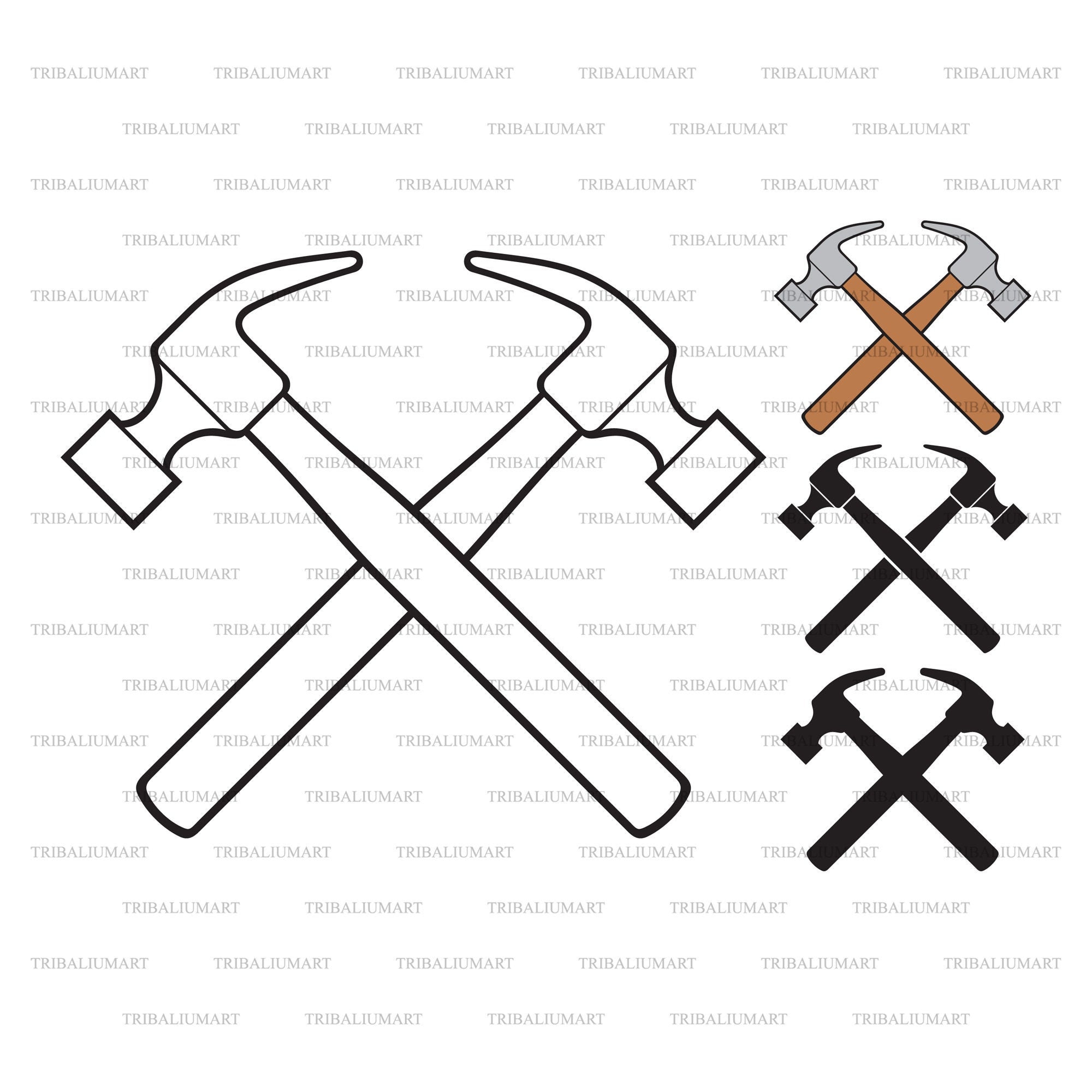 Crossed Hammers. Cut Files for Cricut. Clip Art eps Svg | Etsy