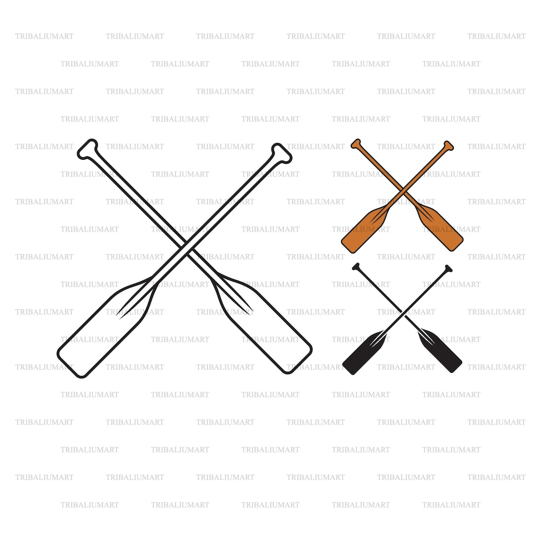 Crossed Paddles (oars). Cut Files for Cricut. Clip Art (eps, Svg, Pdf ...