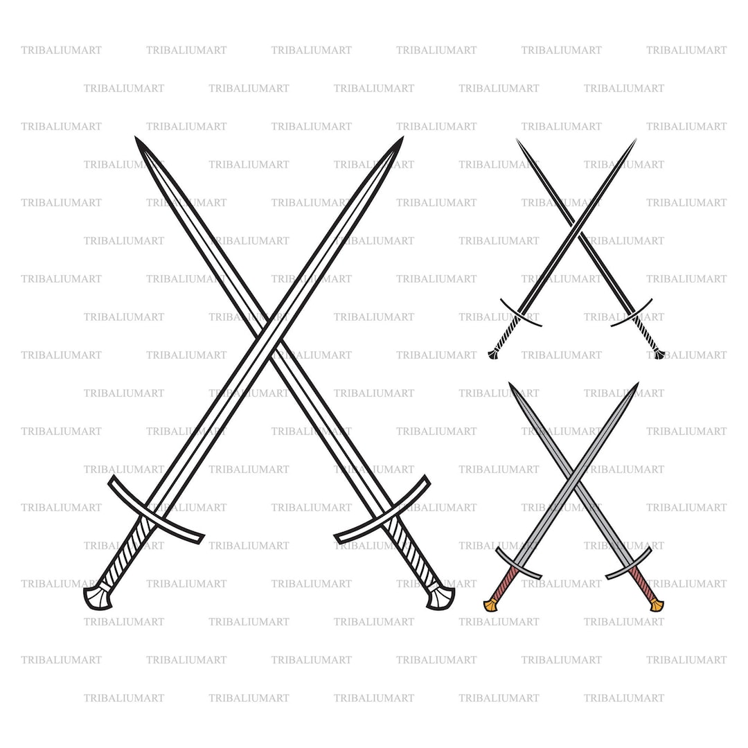 Crossed Swords. Cut Files for Cricut. Clip Art Silhouettes (eps, Svg ...
