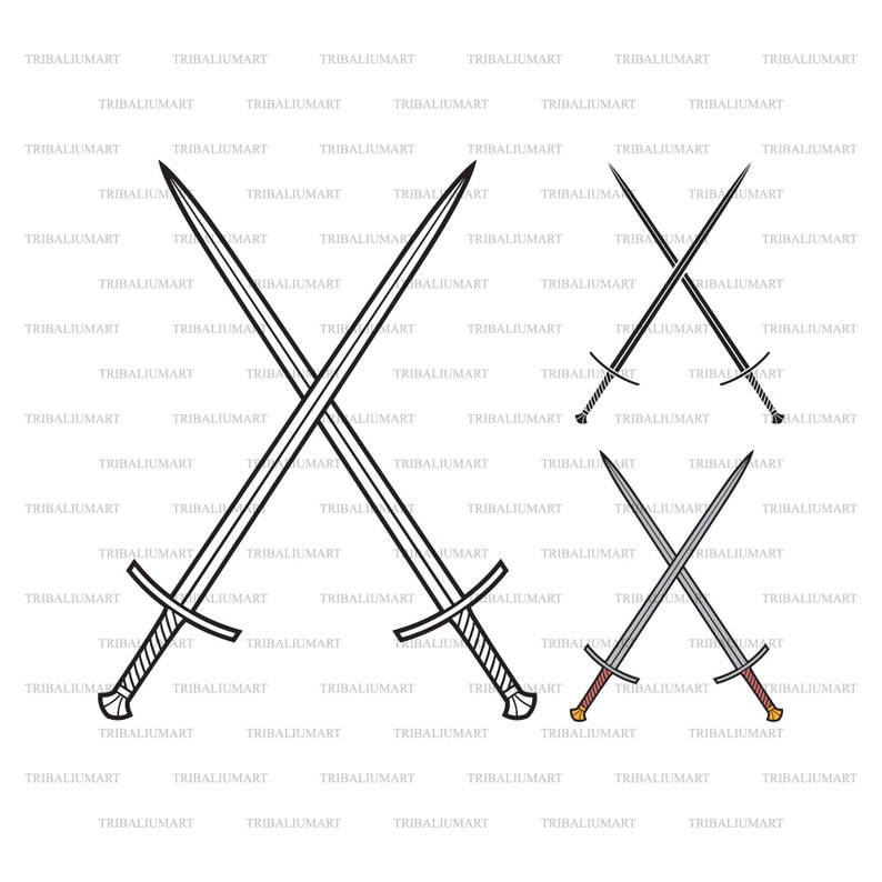 Crossed Swords. Cut Files for Cricut. Clip Art Silhouettes - Etsy