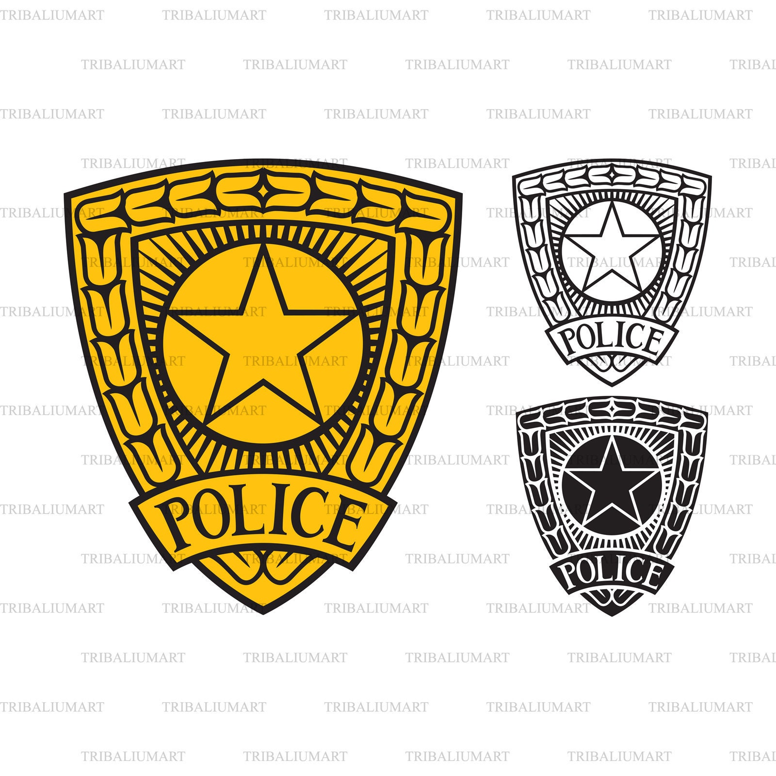 Police Badge. Cut Files for Cricut. Clip Art Silhouette (eps, Svg, Pdf ...