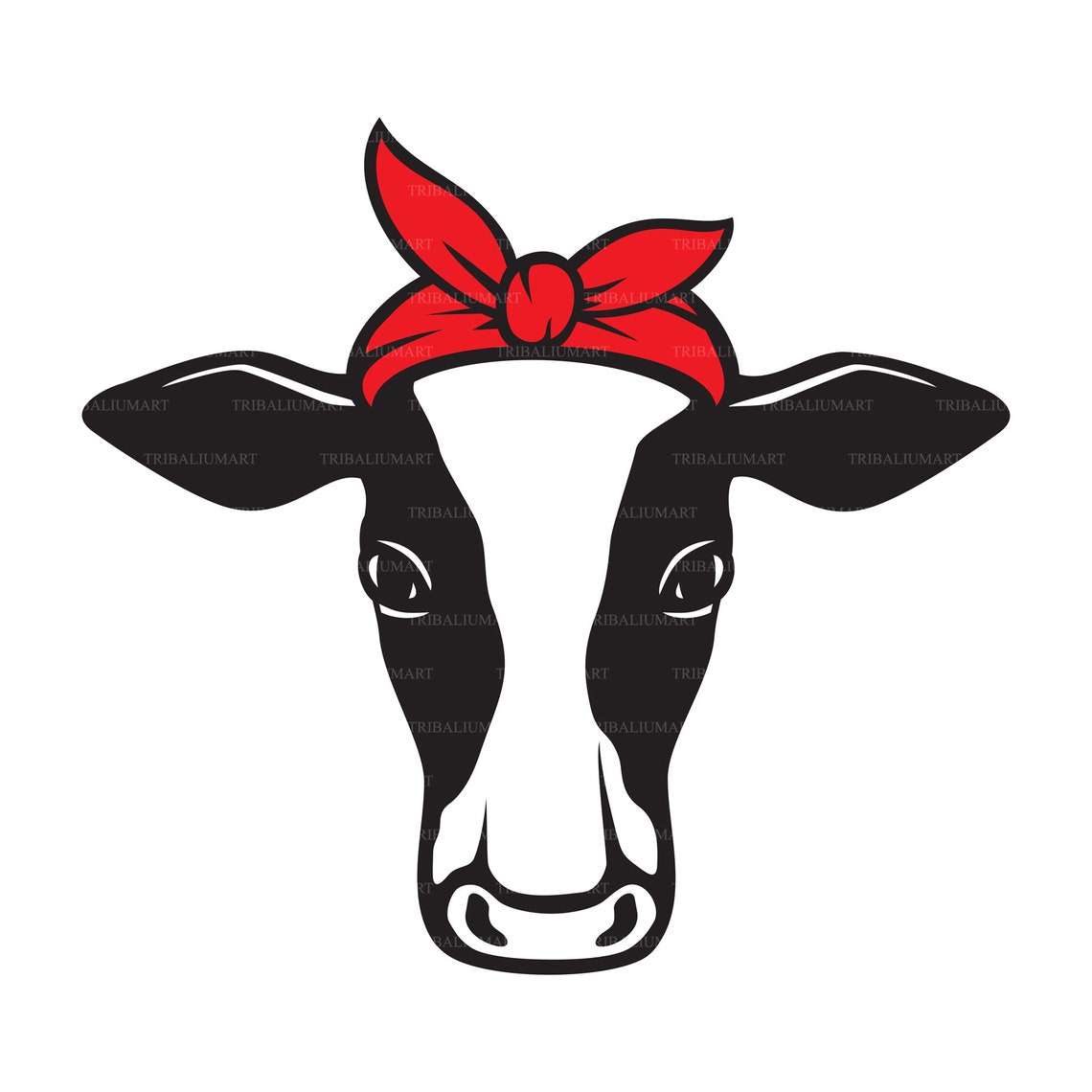 Cow Head With Bandana. Cut Files for Cricut. Clip Art (eps, Svg, Pdf ...
