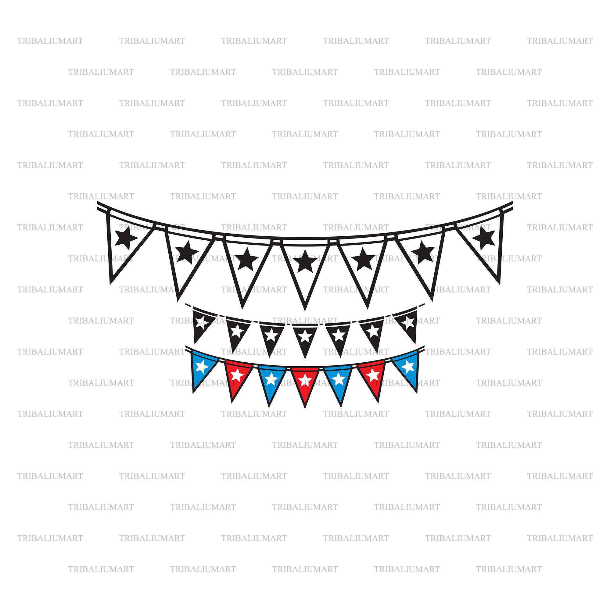 Party Flags. Cut Files for Cricut. Clip Art (eps, Svg, Pdf, Png, Dxf ...