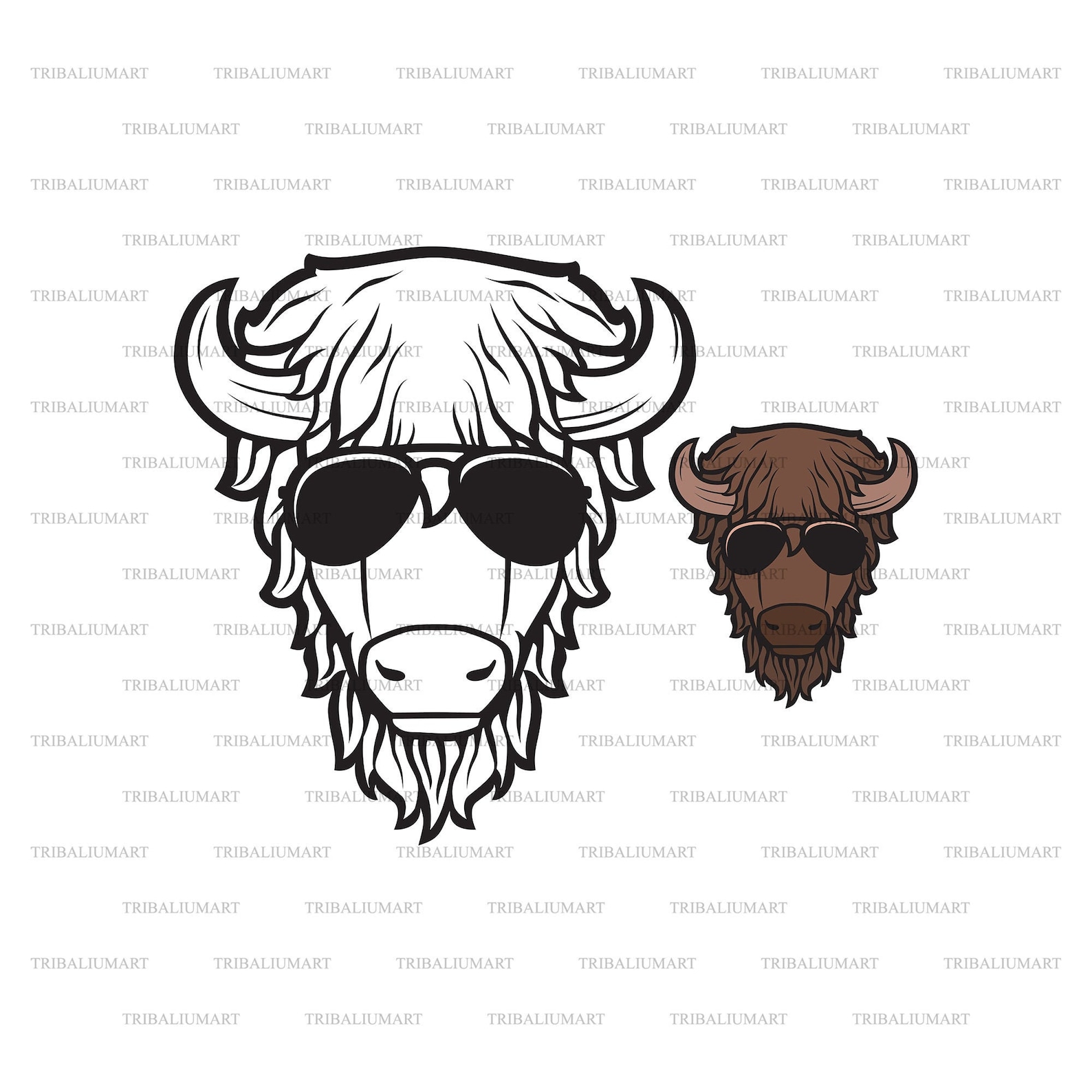 Bison Head With Aviator Sunglasses. Cut Files for Cricut. Clip Art ...