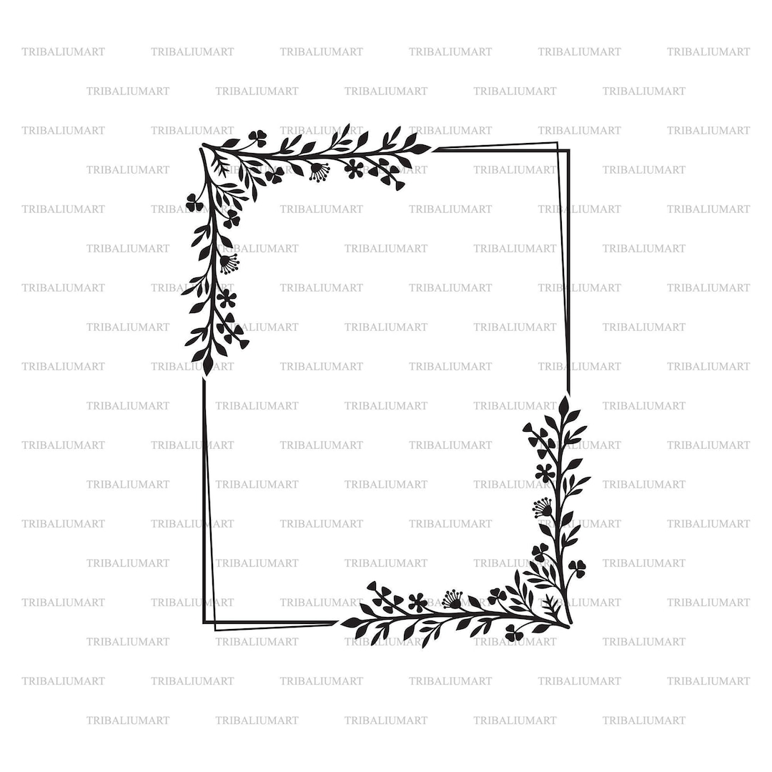 Floral Frame. Cut Files for Cricut. Clip Art Silhouette (eps, Svg, Pdf ...
