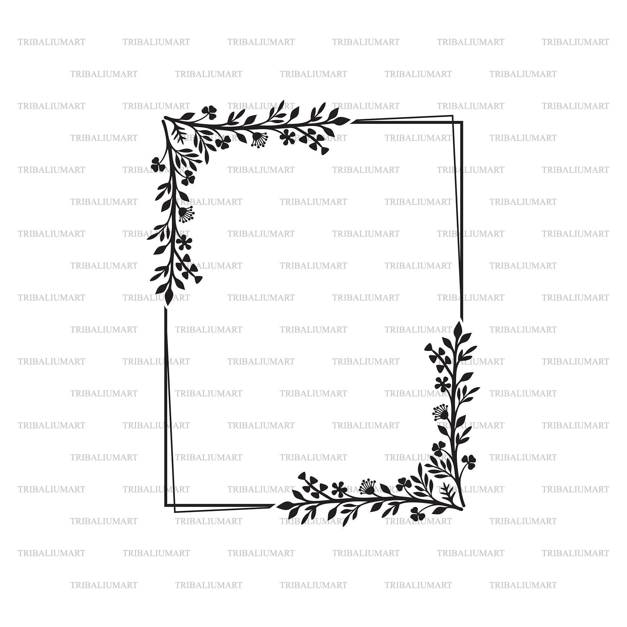 Floral Frame. Cut Files for Cricut. Clip Art Silhouette eps - Etsy