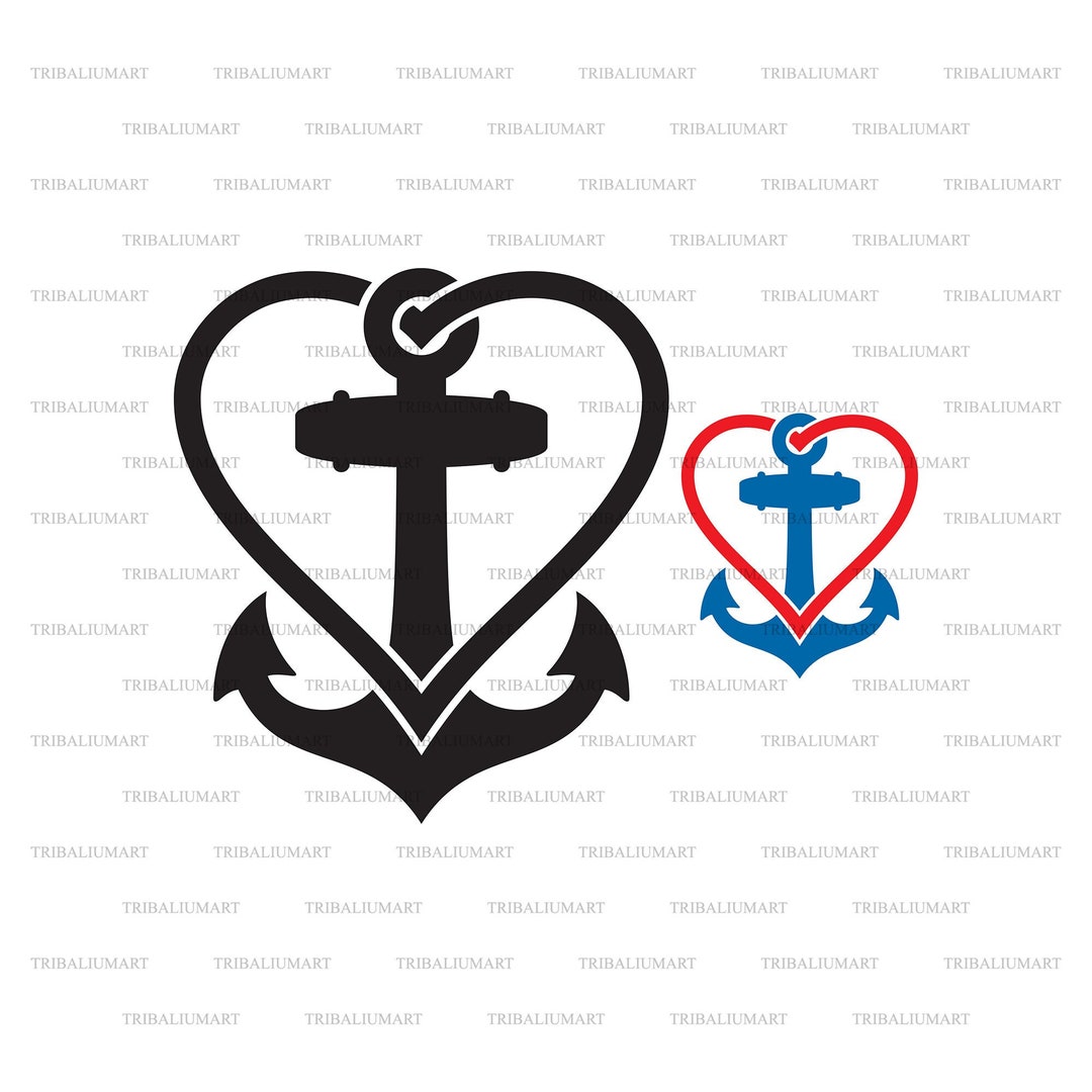 Anchor and Heart. Cut Files for Cricut. Clip Art Silhouettes (eps, Svg ...