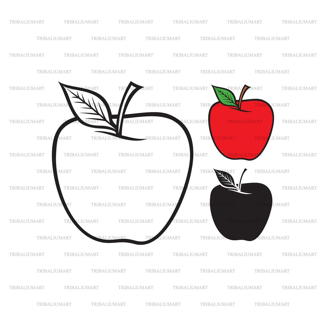 Apple. Cut Files for Cricut. Clip Art Silhouettes (eps, Svg, Pdf, Png ...