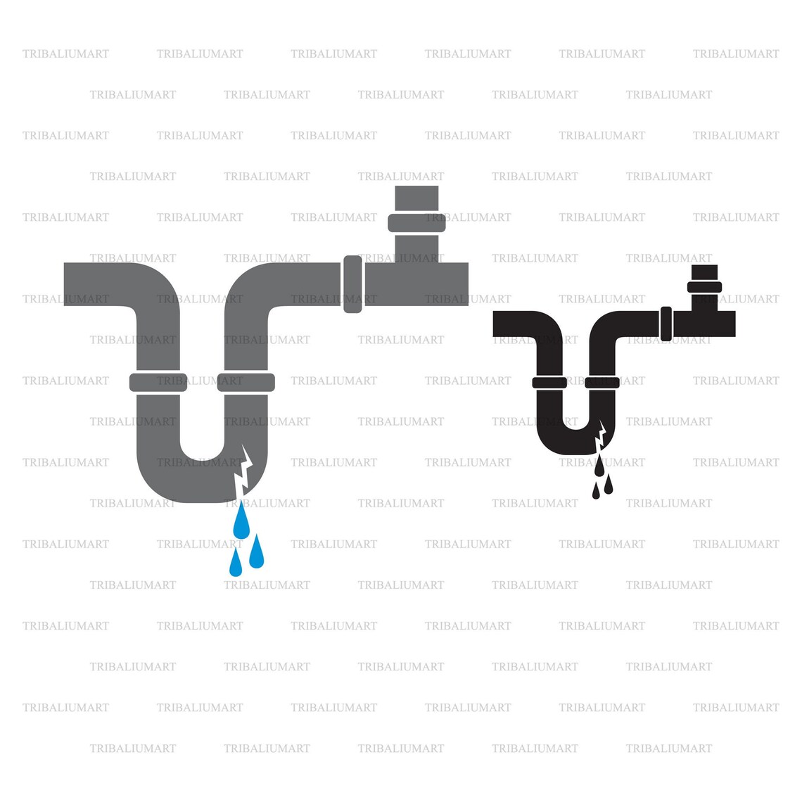 Broken Water Pipe. Cut Files for Cricut. Clip Art Silhouette - Etsy