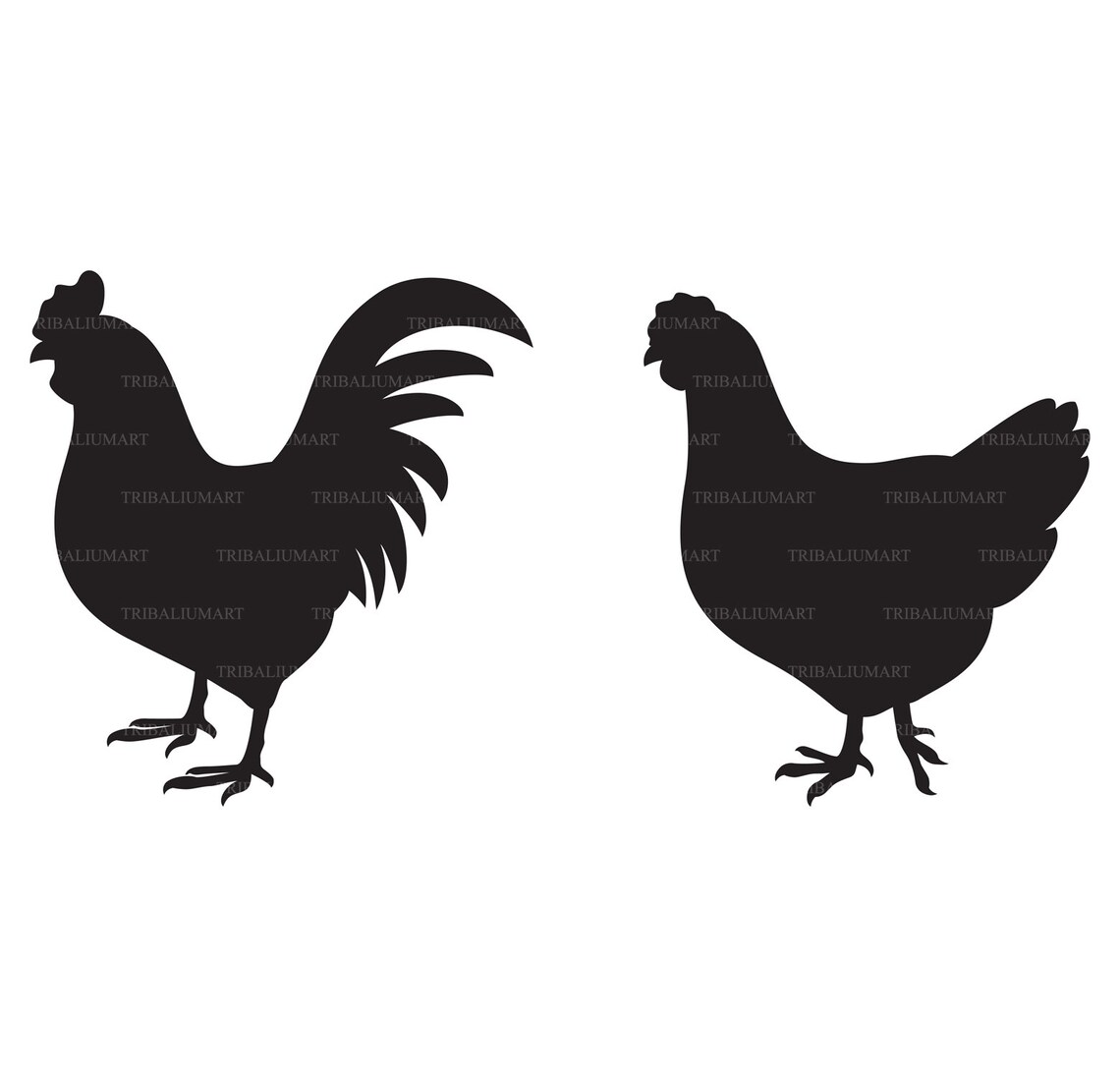 Rooster and Chicken. Cut Files for Cricut Clip Art | Etsy