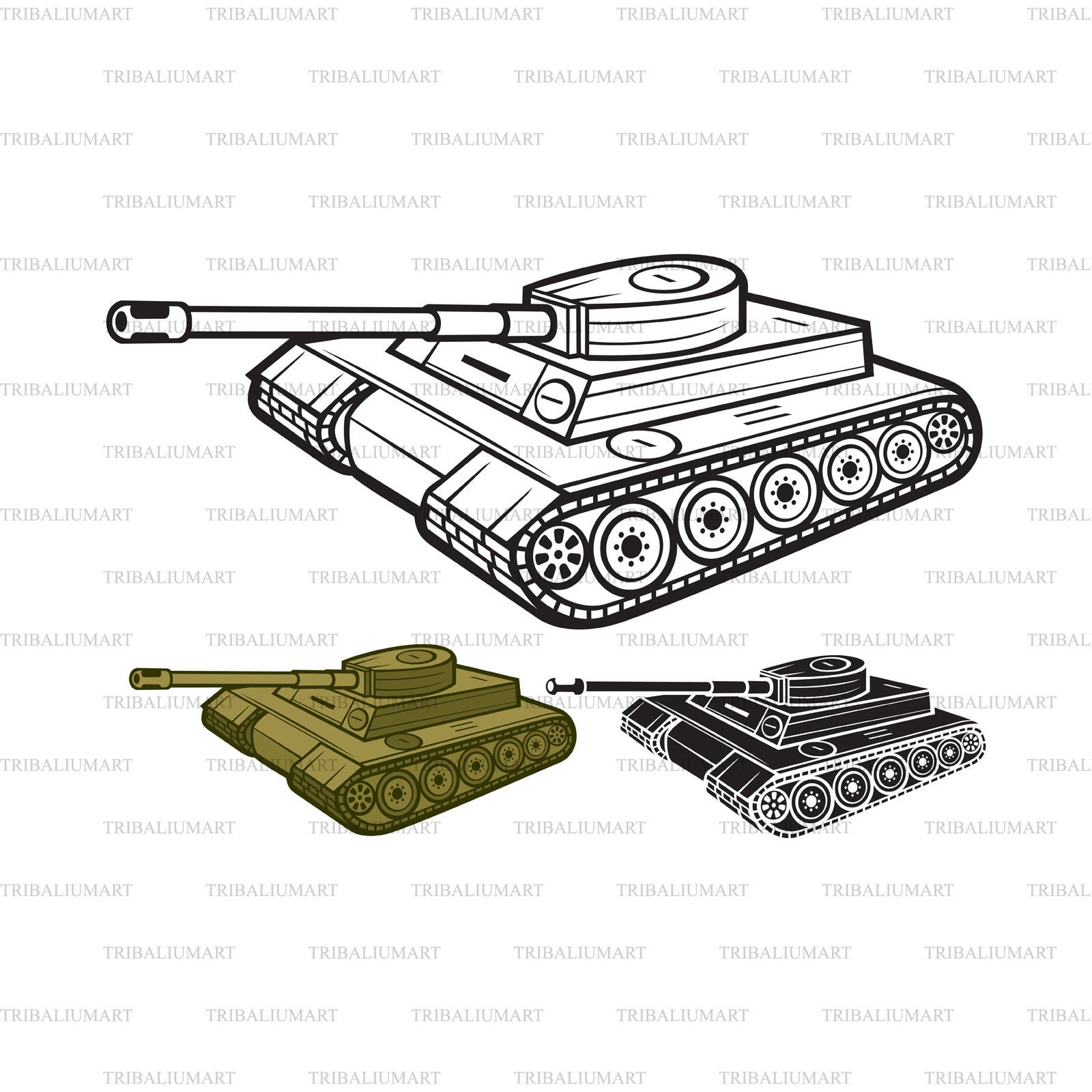 Army Tank. Cut Files for Cricut. Clip Art Silhouettes eps - Etsy