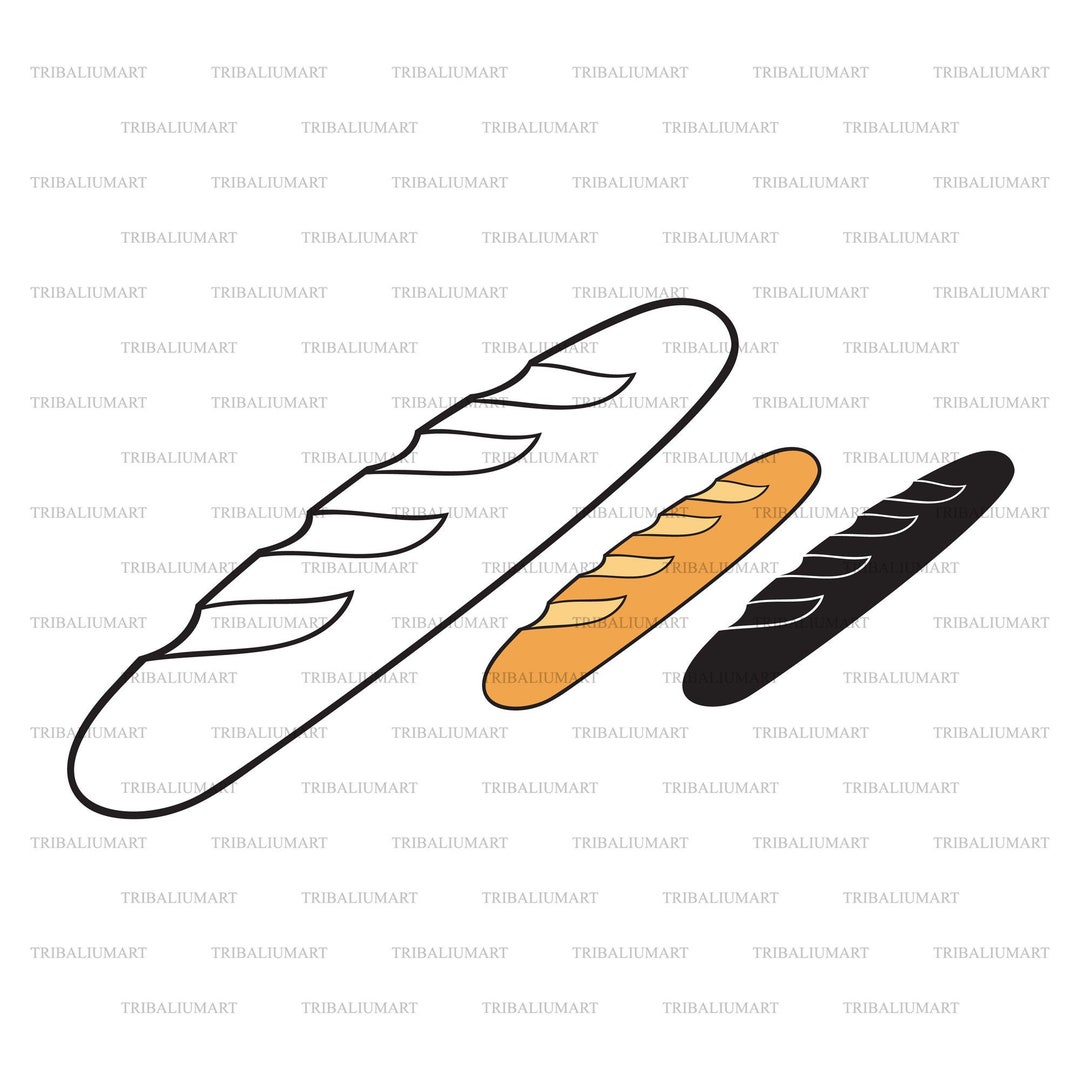 French Bread. Cut Files for Cricut. Clip Art Silhouettes (eps, Svg, Pdf ...