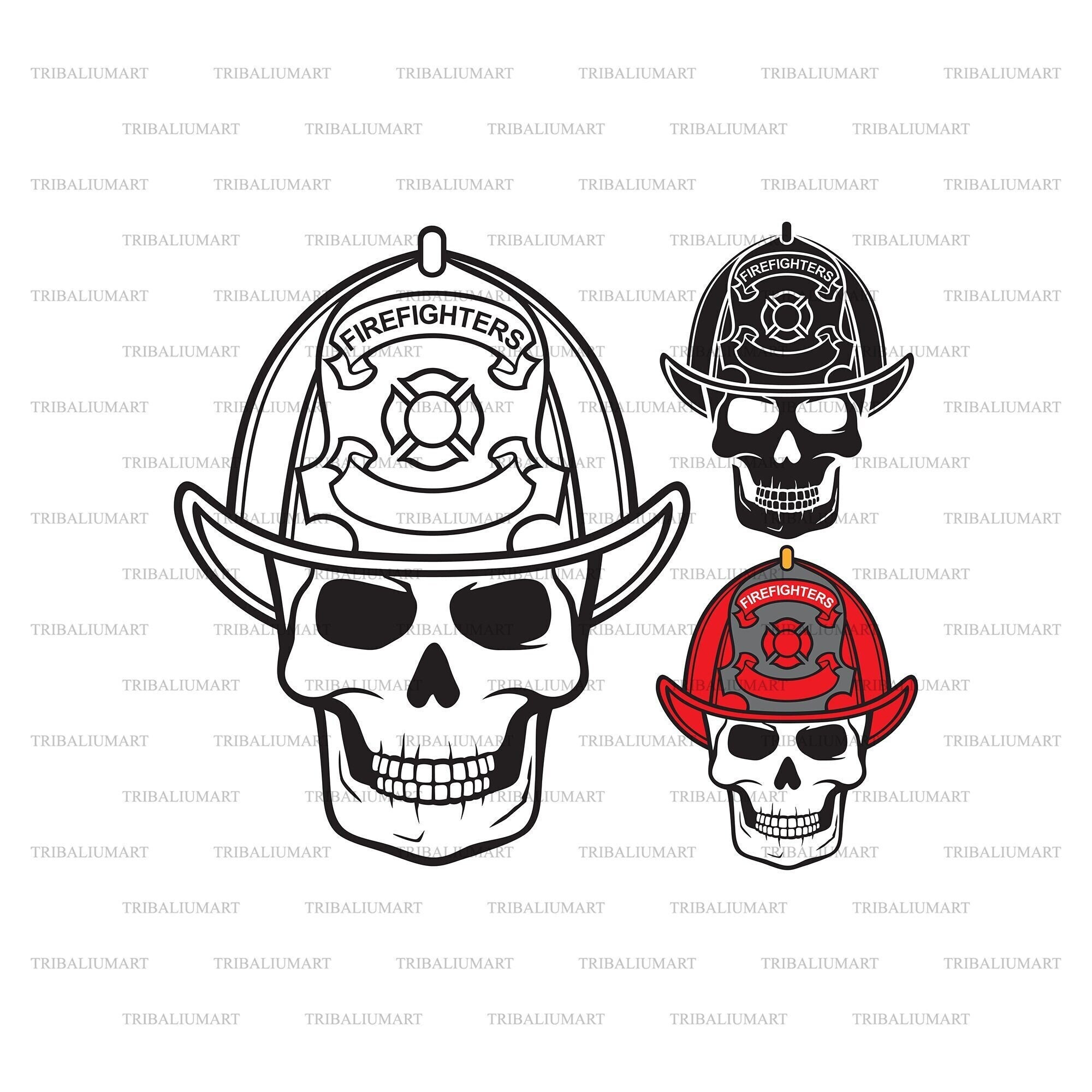 Firefighter Skull fireman Helmet. Cut Files for Cricut. Clip - Etsy