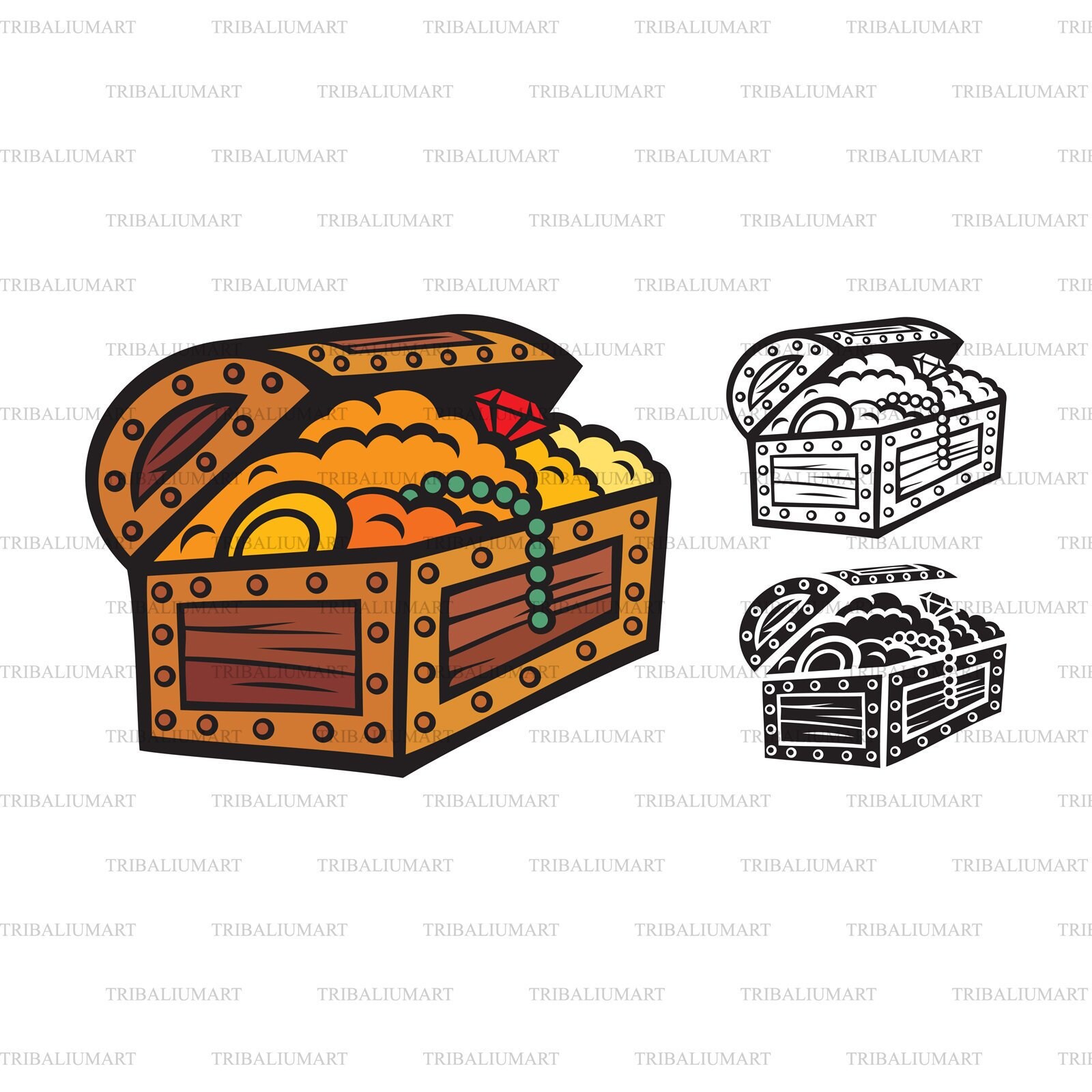 Treasure Chest. Cut Files for Cricut. Clip Art Silhouette - Etsy