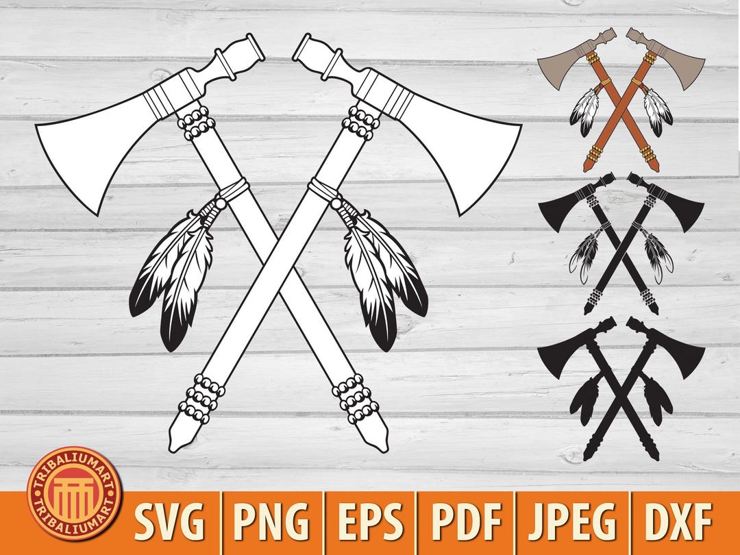 Crossed Indian Axe. Native American Warrior Tomahawk. Cut Files for ...
