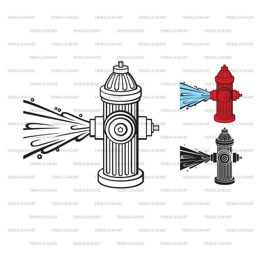 Open Fire Hydrant. Cut Files for Cricut. Clip Art Silhouettes (eps, Svg ...