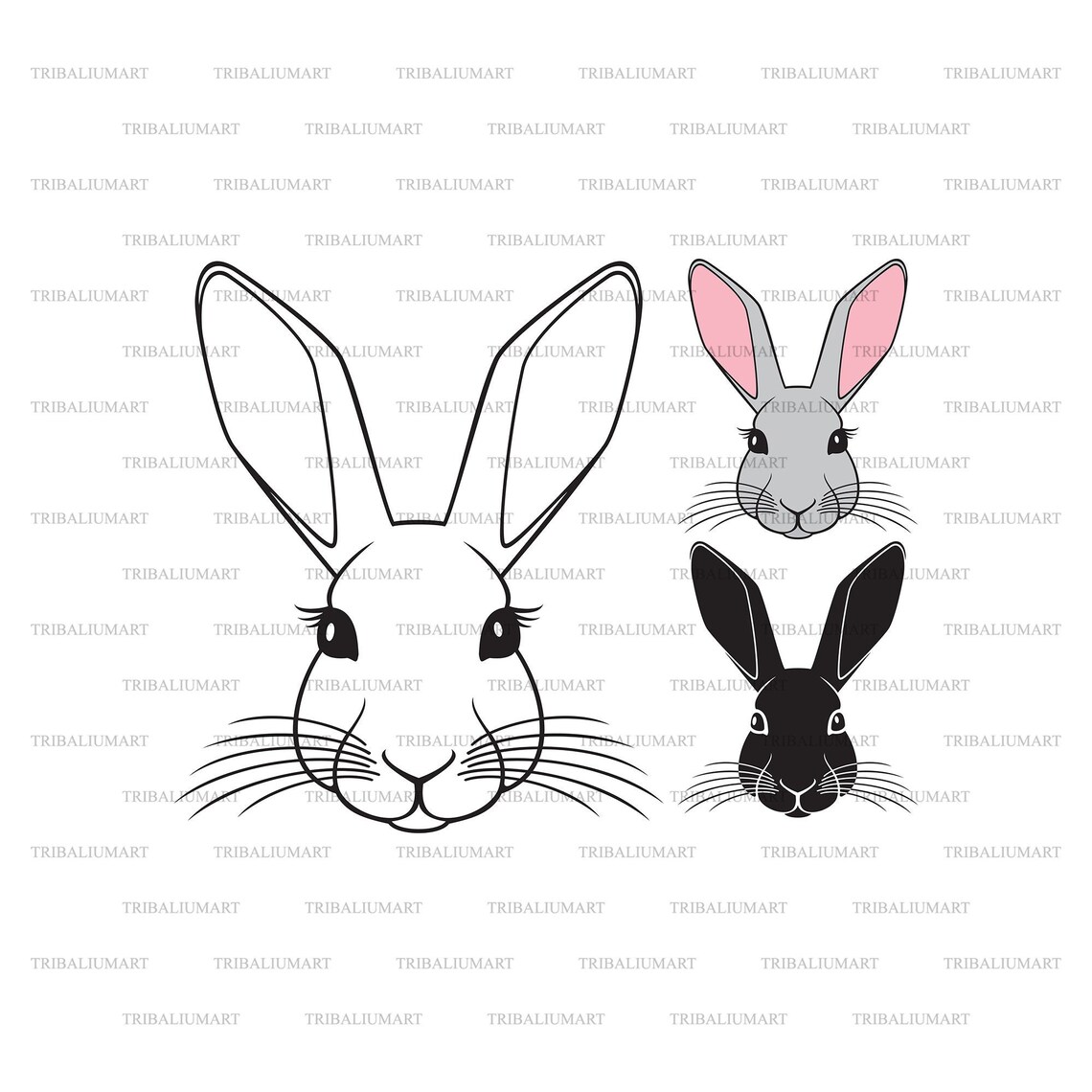 Rabbit Head. Cut Files for Cricut. Clip Art Silhouette eps - Etsy